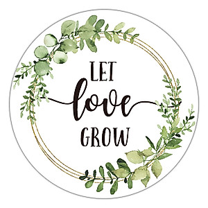 50 Let Love Grow Favor Stickers - 2 Inch Greenery Wedding Favor Stickers for Succulents, Wedding Favors, Bridal Shower Favor Tags, Baby Shower Party.