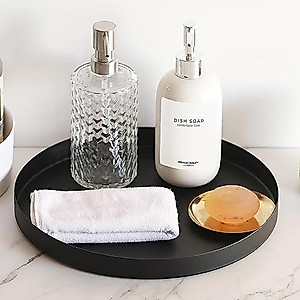 Black Round Metal Candle Holder Tray, Decorative Serving Tray for Modern Farmhouse Home Decorations (11.8")