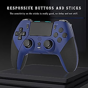 OFOTEIN Wireless Controller for PS4 Controller, Game Controller Compatible with Playstation 4/Slim/Pro/PC,Built-in 800mAh Rechargeable Battery/Responsive Joystick and Buttons/Audio/Turbo(Blue)