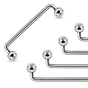 Covet Jewelry Staple Surface Barbell with Internally Threaded Press Fit Clear Gem 316L Surgical Steel 14 Gauge (14GA (1.6mm), Length: 1" (25mm))