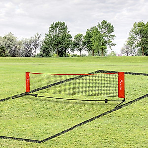 Soozier 10ft Portable Soccer Tennis/Pickleball/Badminton/Mini Tennis Net w/Sideline for Training with Included Storage Bag, Red