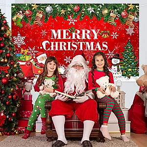 Avezano Red Christmas Decorations Merry Christmas Hanging Banner&Porch Signs Santa Claus Xmas Tree Christmas Banners for Indoor Outdoor Xmas Holiday Decor