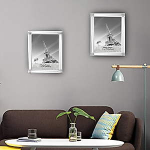 Meetart Standard Flat Silver Mirror Picture Frame 11x14 Inch With Mat For 8x10” Photo, Set Pack of 2 Piece, Wall Hang Portrait Or Landscape for Wall Decor Upgrade With Better Package。