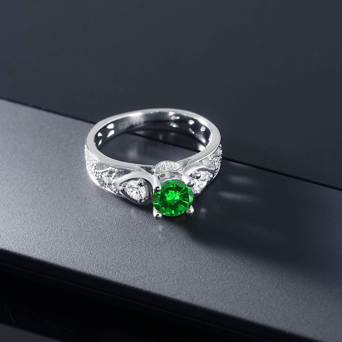 Gem Stone King 925 Sterling Silver Round 6MM Gemstone Birthstone Engagement Ring | Wedding Anniversary Promise Ring For Women | Available In Size 5, 6, 7, 8, 9