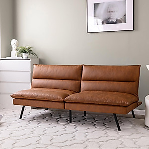 CH CHARME HOUSE 1 Convertible Bed, Multi-Functional Design futon Couch with Adjustable Backrest, Modern Sleeper Sofa for Office, Living Room and Bedroom, Grey, Brown-New