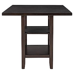 ERDAYE 5-Piece Wooden Counter Height Dining Table 4 Padded Chairs and Storage Shelving for Home Apartment Kitchen & Dining Room Breakfast Lunch Dinner Furniture Set, Espresso
