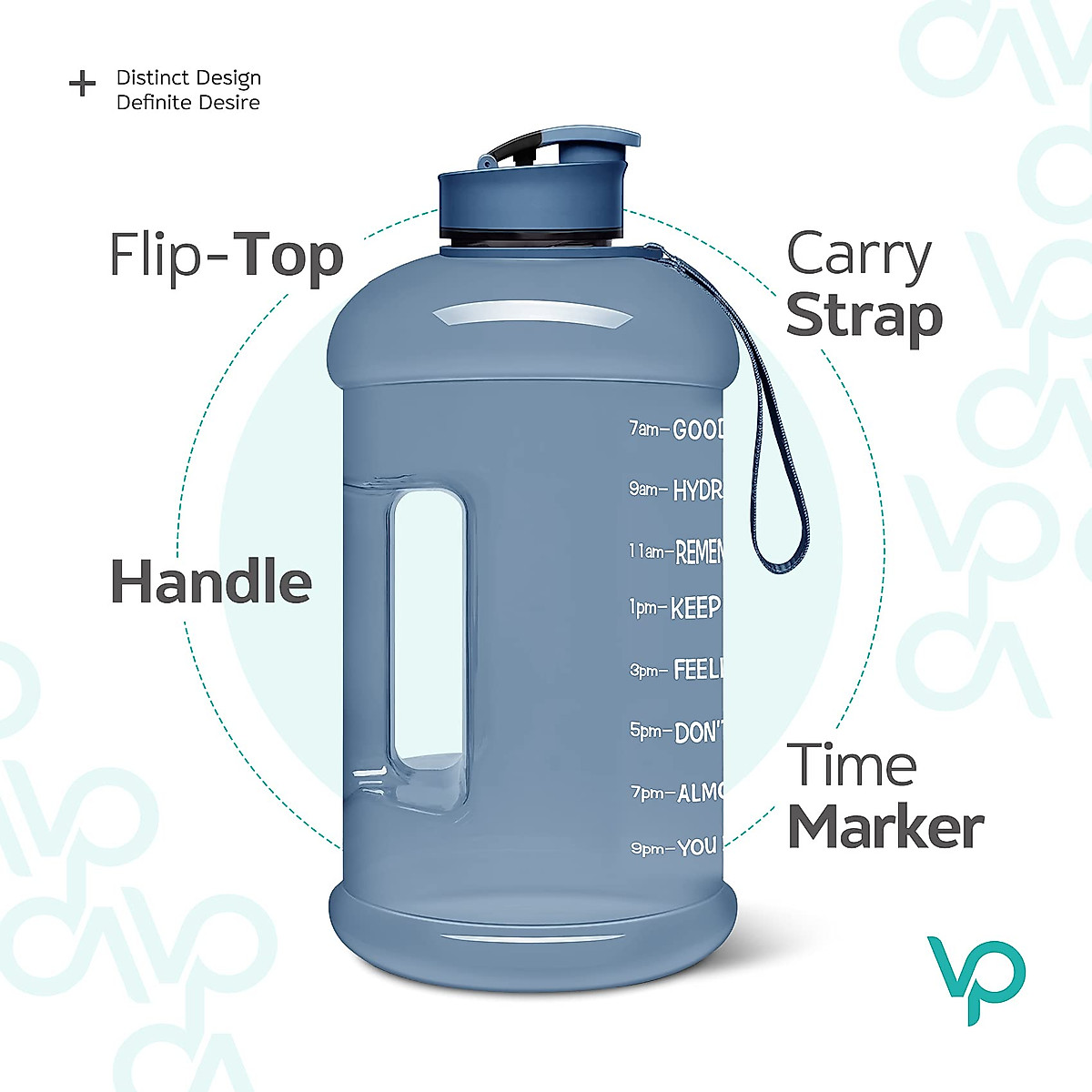 Venture Pal Large 128oz Leakproof BPA Free Fitness Sports Water Bottle with Motivational Time Marker to Ensure You Drink Enough Water Throughout The Day-1 Gallon-Green/Pink/Purple Gradient