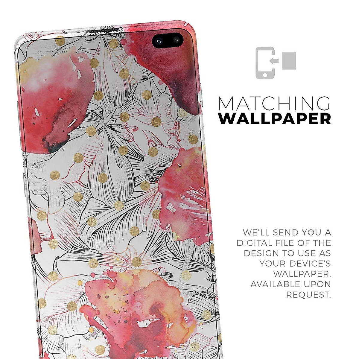 DesignSkinz Karamfila Watercolo Poppies V29 Protective Vinyl Decal Wrap Skin Cover Compatible with The Samsung Galaxy S20 (Screen Trim & Back Glass Skin)