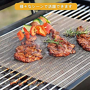 BBQ Mesh Grill Mat Set of 6 - Non-Stick Barbecue Grill Sheet Liners Grilling Mats for Outdoor Teflon Grill Sheets Reusable and Easy to Clean-Works on Electric Grill, Gas, Charcoal 15.75 x 11.8in