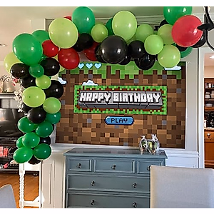 7x5ft Pixel Backdrop for Happy Birthday Video Game Themed Party Photography Background Boys Battle Gamer Family Decor Portrait Photo Booth Studio Props