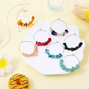 Pride & par 24 Pcs Nature Gemstone Beads Wine Charms for Glasses,Wine Glass Markers,Drink Markers for Stem Glasses,Wine Glass Decoration for Weddings,Parties