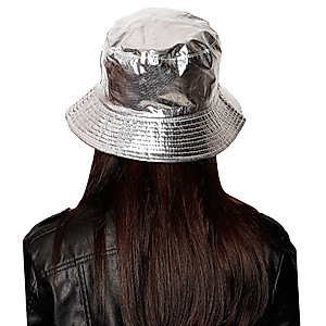 Eigso Unisex Fashionable Wild Camping Bucket Hat Sun Protection Flexible Fold Lightweight Fisherman Metallic Finish (Silver)