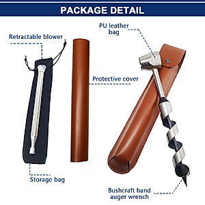 1 X 10-inch Hand Auger Wood Drill, Hexagon Embedded Welding Bushcraft Hand Auger Wrench Scotch Eye Auger Manual Bushcraft Auger Set w/Leather Case Survival Tools -by MinliGUY