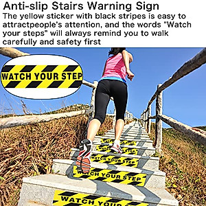 3Pack Watch Your Step Non-Slip Stair Warning Sticker Adhesive Tape Help Prevent Falls Anti Slip Abrasive Treads for Workplace or Home Safety Wet Floor Caution, 6" x 24"