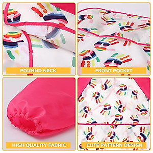 2 Pack Art Smock for Kids Artist Smock Waterproof Painting Aprons for Play, Classroom, Community Event, Crafts & Art Painting Activity for Toddlers and Children 2-7 Years (handprints)