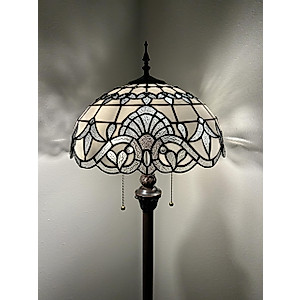 enjoy decor lamps Tiffany Floor Lamp White Stained Glass Baroque Style Lavender LED Bulbs Included for Living Room Dining Room Bedroom 16" D*16" W*64" H