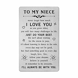 TANWIH Gifts for Niece, Metal Engraved Wallet Card for Niece, Niece Birthday Graduation Gifts from Aunt Uncle