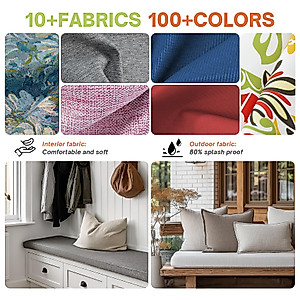 RULAER Custom Outdoor Bench Cushions Bay Window Cushions for Outdoor/Indoor Furniture Patio Chair Cushions Porch Swing Cushions Window Seat Cushions Indoor (Custom Color, Custom Size)