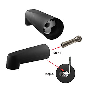 SENTO Slip On Black Universal Bathroom Tub Spout Without Diverter, Durable Heavy Duty Metal Bathtub Faucet Without Shower Diverter - 7 Inches 1/2" Copper Pipe, Matte Black