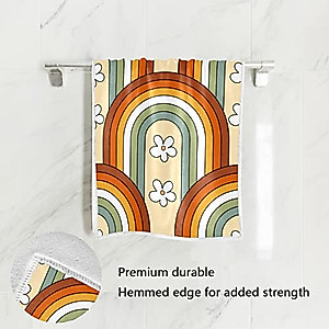 HUSSRITY Rainbow Bridge and Flower Towels Super Soft Hand Towel Highly Absorbent Washcloths Quick Dry Bath Towel 30x15 Inch Durable Lightweight