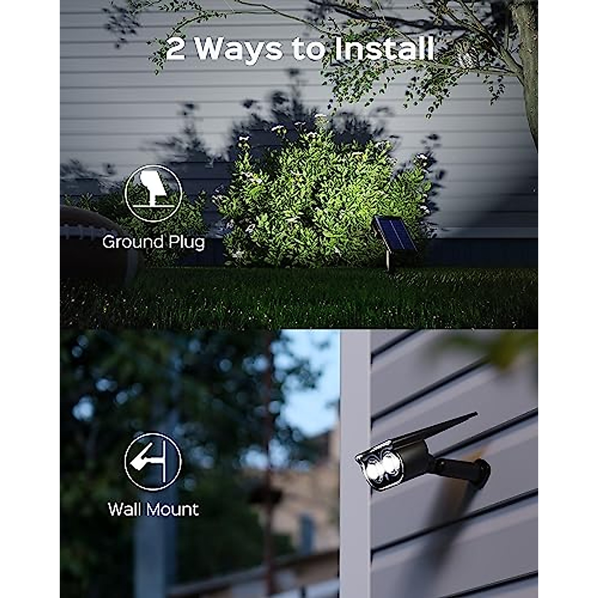 JACKYLED Solar Spot Lights, Owl Face, 3 Modes Bright LED Solar Lights for Outside, 2 Pack Landscape Lighting IP65 Waterproof for Garden, Yard, Driveway, Pathway, Walkway, Cool White Light