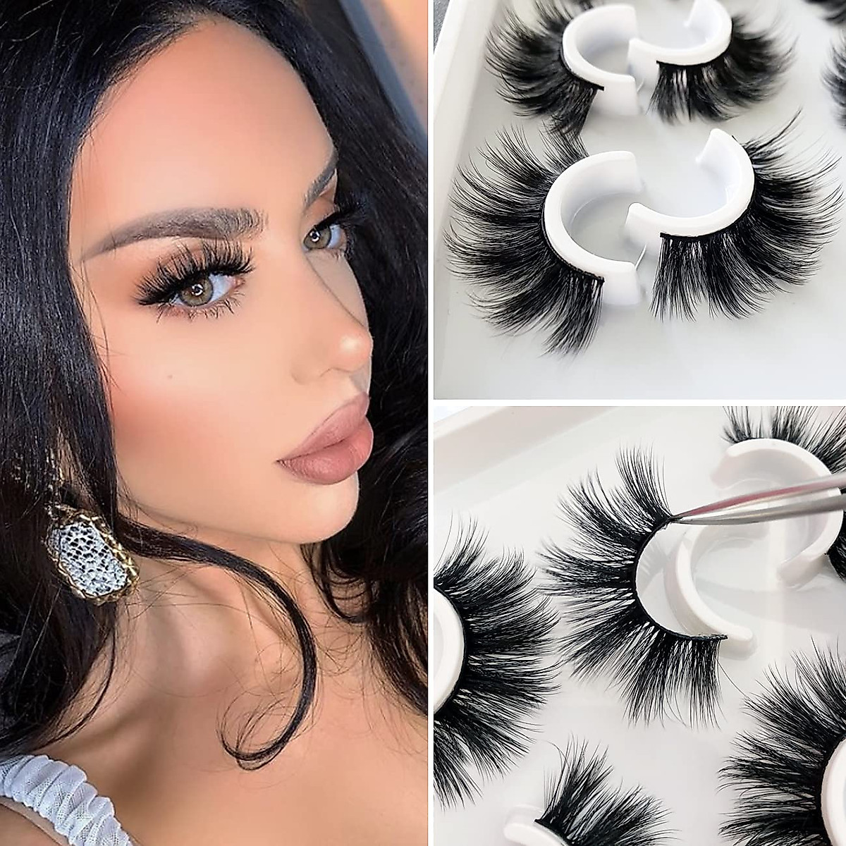 Losha Lashes 6 Pairs Fluffy False Eyelashes for Women 20mm Long Dramatic Faux Mink Strip 5D Lashes Pack for Gorgeous Makeup