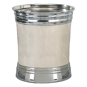 nu steel Fantasy Collection Wastebasket Small Round Vintage Trash Can for Bathroom, Bedroom, Dorm, College, Office, 8" x 10" x 8.8", Chrome Finish with Mother of Pearl Enamel., Under 5 Gallons (Fantasy/FA8H)