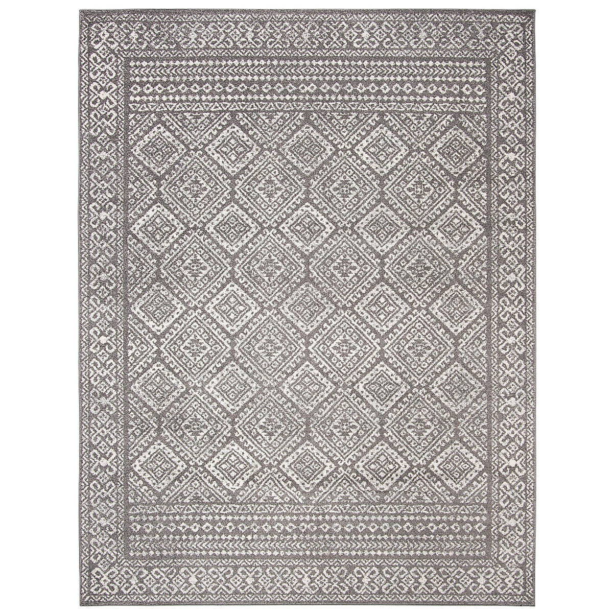 SAFAVIEH Tulum Collection Area Rug - 6' x 9', Dark Grey & Ivory, Moroccan Boho Distressed Design, Non-Shedding & Easy Care, Ideal for High Traffic Areas in Living Room, Bedroom (TUL264F)