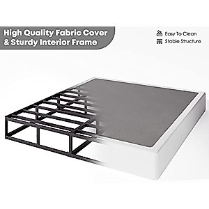 RLDVAY King-Box-Spring, 9 inch Metal King Size Box Spring Only, Heavy Duty Box Spring King with Fabric Cover, Easy Assembly, Non Slip, Noise Free