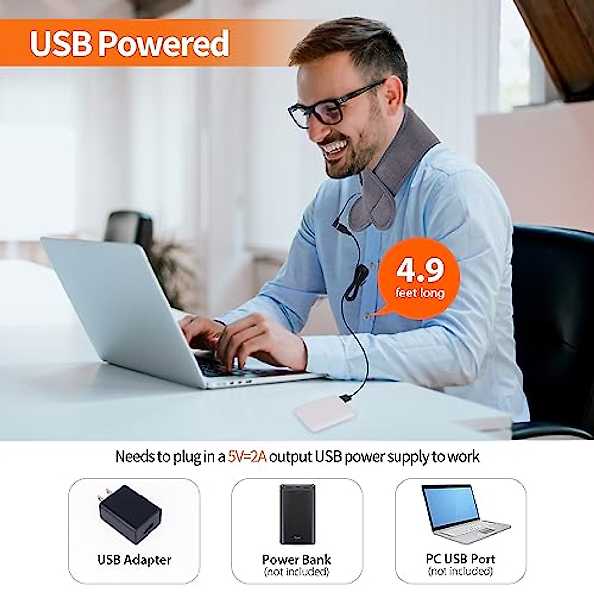 Comfheat USB Neck Heating Pad with Vibration Heated Neck Wrap for Pain Relief, Neck Massage Heat Pad Thermal Wram Therapy for Soreness Stiffness, 3 Heat Levels Auto Shut Off (Non-Rechargeable)