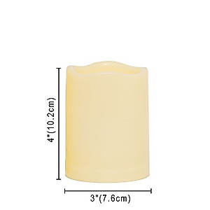 CANDLE CHOICE Waterproof Outdoor Battery Operated Flameless Candles with Timer Flickering Plastic Resin Electric LED Pillar Lights for Lantern Patio Garden Wedding Party Decorations 3x4 Inches 2 Pack