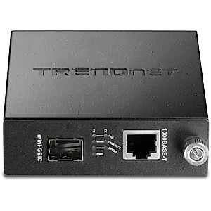 TRENDnet 100/1000Base-T to SFP Fibre Media Converter, Fibre to Ethernet Converter, RJ-45,Multi(SX) or Single-Mode(LX) 100Base-FX/1000Base-SX/LX Mini-GBIC Slot, TFC-1000MGA