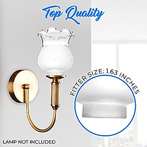 OhLectric Frosted Glass Lamp Shade - Hand Blown Etched Light Shade - Etched Grape Design - Features 1-5/8-Inch Fitter - Replacement Shade for Outdated Or Broken Glassware - Easy to Fix - OL-39162