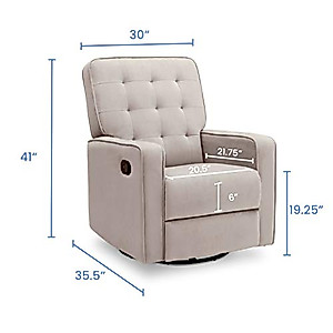 Delta Children Gavin Recliner Glider Swivel Chair Featuring LiveSmart Fabric by Culp - Stain-Resistant, Repels Moisture, Kid & Pet-Friendly Fabric, Linen