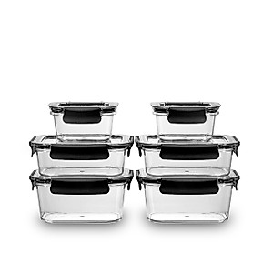 24/7 BAGS 6 Set Quad Lock Airtight Pantry Storage Containers, Leak Proof, BPA Free, Freezer Storage Safe, (Herbs, Tea, Spices, Coffee, Sugar, and More) 3 Sizes, 2 sets each