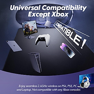 NUBWO G06 Dual Wireless Gaming Headset with Microphone for PS5, PS4, PC - 23ms Low Latency Audio - 100-Hour of Playtime - 50mm Drivers (White-Black)