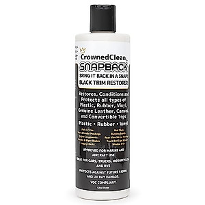 Black Plastic Vinyl Trim Restorer Protective Finish Long Lasting Car & Truck Polish Refreshing Agent for Various Surfaces UV Blocking Restoring Solution – 12 Ounces - Premium Microfiber Cloth Included