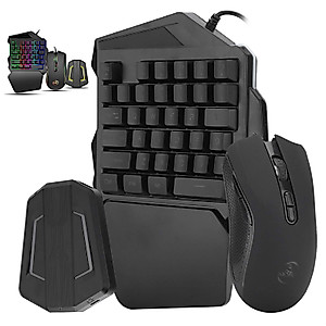 One-Handed RGB Gaming Keyboard and Combo with Converter, 3200 DPI Mouse, 35 Keys Gaming Keypad Adapter Base Kit Set for/X-One/for PS3/X-360/for Switch