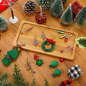 9 Pairs Christmas Earrings Holiday Earrings Christmas Tree Ball Snowflake Candy Bow Dangle Earrings Set for for Women(Tree Style)