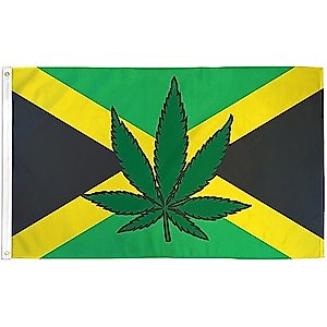 New Jamaica Leaf Flag 3x5ft House Flag Dorm Flag Dispensary 100D