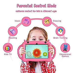 Semeakoko Kids Tablet 7in Android 12 Tablet for Kids Age 3-12,Quad Core 2+32GB Toddler Tablet with Shock-Proof Case,Parental Control, Pre-Installed Kids Educational APP,HD Screen,Dual Camera