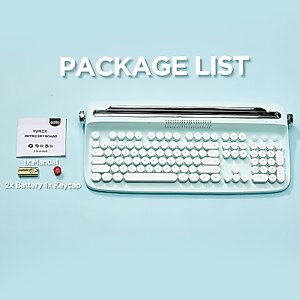 YUNZII ACTTO B503 Wireless Typewriter Keyboard, Retro Bluetooth Aesthetic Keyboard with Integrated Stand for Multi-Device (B503, Sweet Mint)