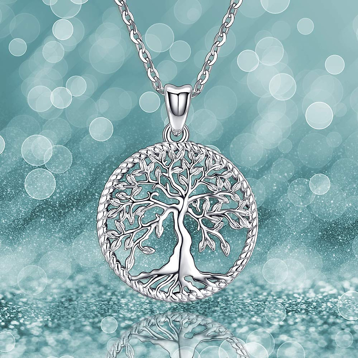 Odinstone Tree of Life Necklace, Sterling Silver Pendant for Women, Best Jewelry Gifts For Mom/Wife/Grandma(With Fine Gift Box)