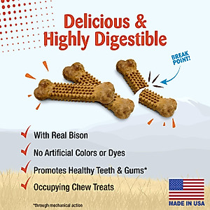 Nylabone Nubz Wild Natural Edible Chew Treats for Dogs, Made in USA, Bison Flavor, Small - Up to 25 lbs. (4 Count)