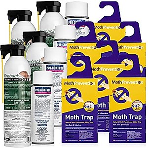 MothPrevention Clothes Moth Killer KIT - Extreme Power! with Clothes Moth Traps 6 Months Protection of Closet Clothing! - Incl. Powerful Clothes Moth Trap - Moth Pheromone Traps x6, Foggers & Sprays