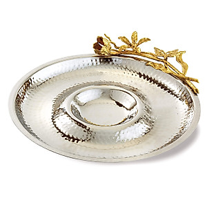 Elegance Butterfly Chip & Dip serving Tray, 12.5", Silver/Gold