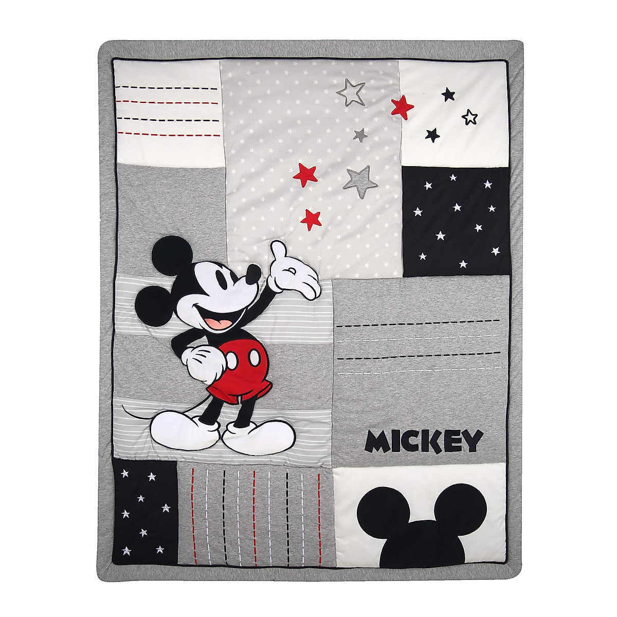 Lambs & Ivy Disney Baby Magical Mickey Mouse 3-Piece Crib Bedding Set - Gray