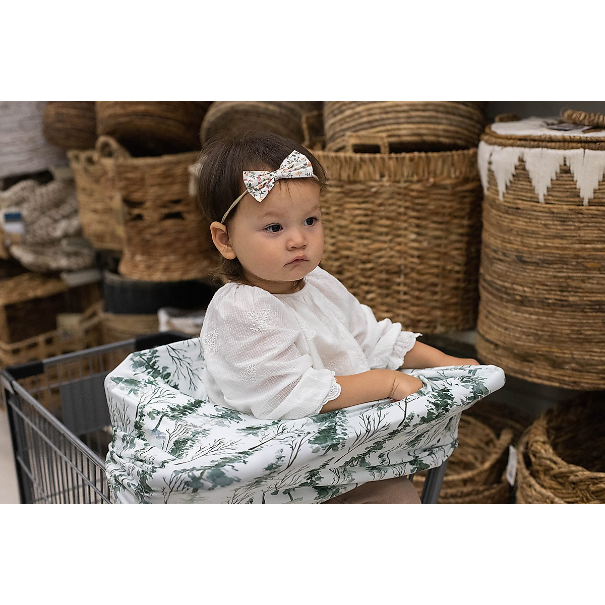 Pobi Baby Premium Multi-Use Cover - Nursing Cover, Baby Car Seat Covers, Shopping Cart, High Chair, and Breastfeeding Cover - Ultra-Soft, Stretchy, Woodland Scarf for Baby and Mom (Magical Woods)