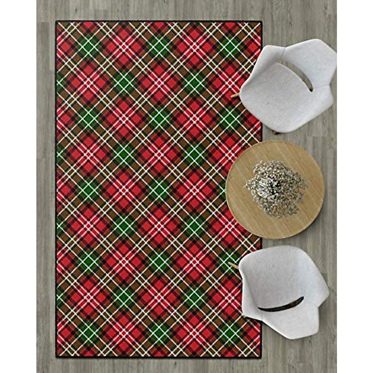 Brumlow MILLS Christmas Plaid Washable Festive Print Holiday Area Rug for Living or Dining Room, Bedroom Carpet and Kitchen Rug, 5'x8', Multicolor