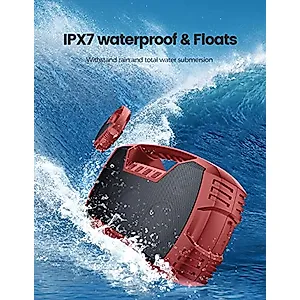 IPX7 Waterproof Bluetooth Speaker, 40W Portable Wireless Speaker, 32H Playtime, Stereo Loud Sound, Deep Bass, Outdoor Speaker with Handle, Bluetooth 5.0, Built-in Mic for Camping,Party,Pool,Beach-Red